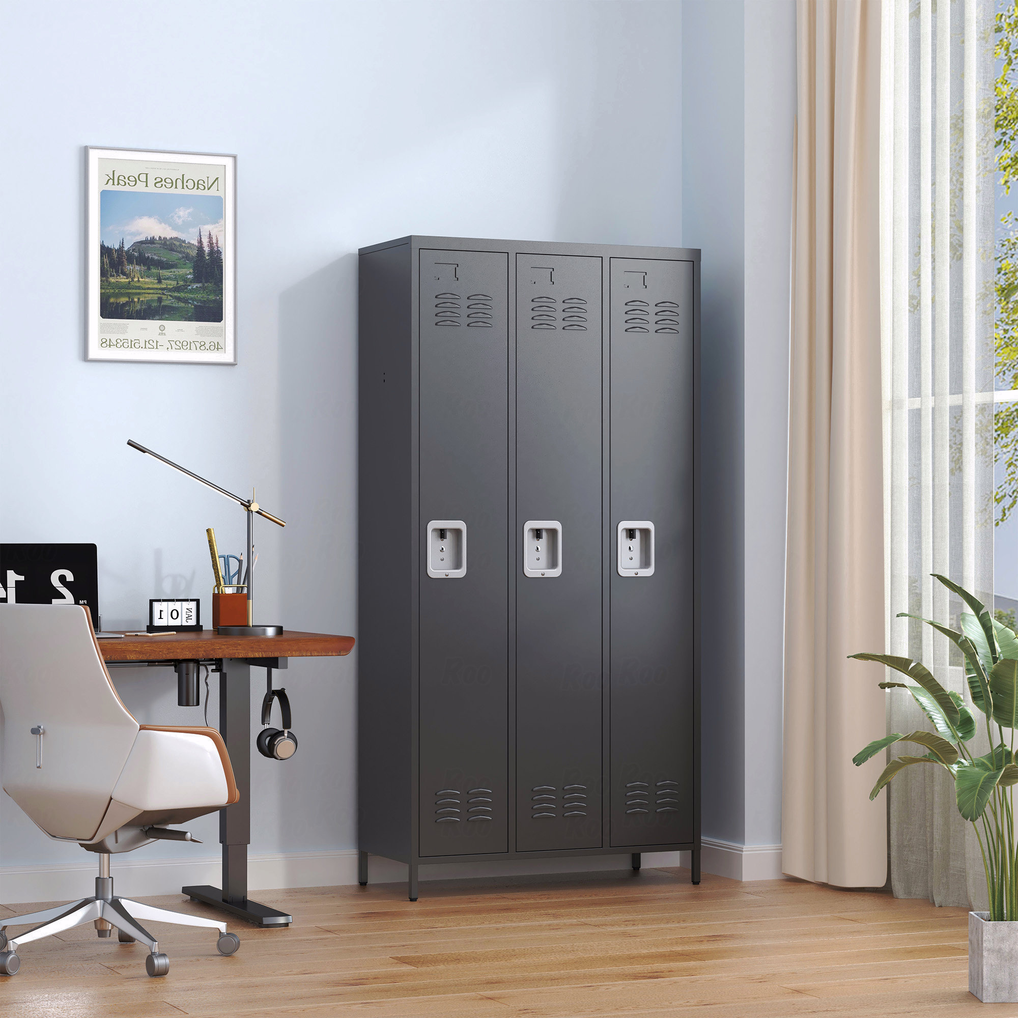 17 Stories 3-Door 72" H Metal Lockers With Lock For Employees,Storage ...